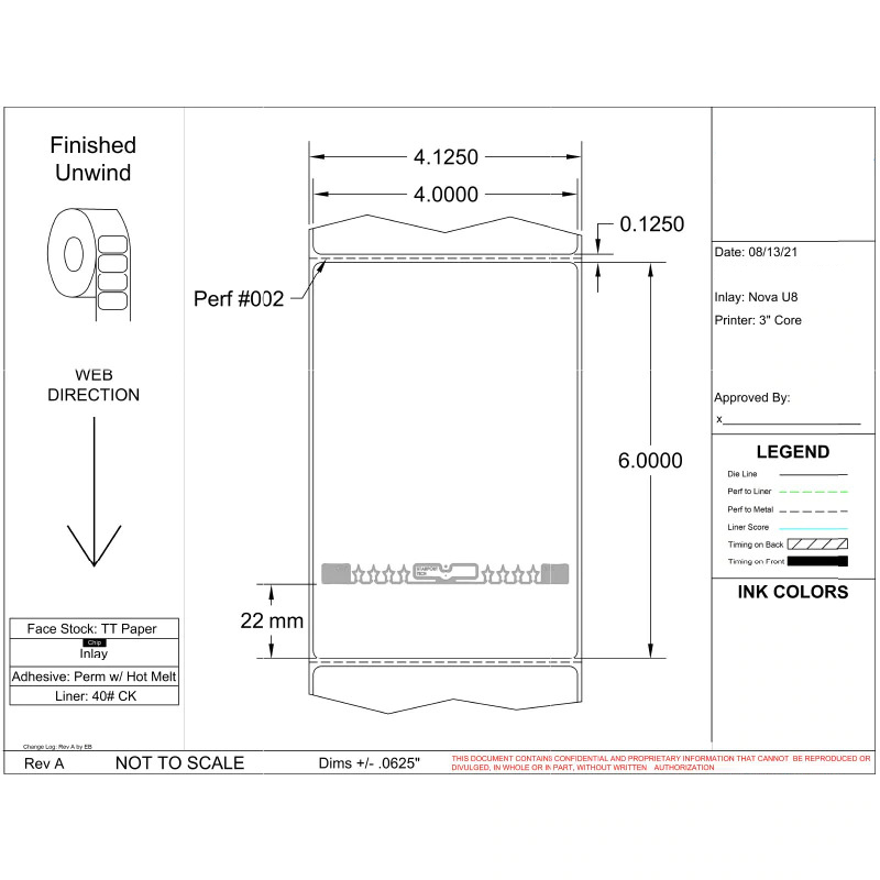 -4" X 6" RFID LABEL - 3" CORE - RFID Planet
